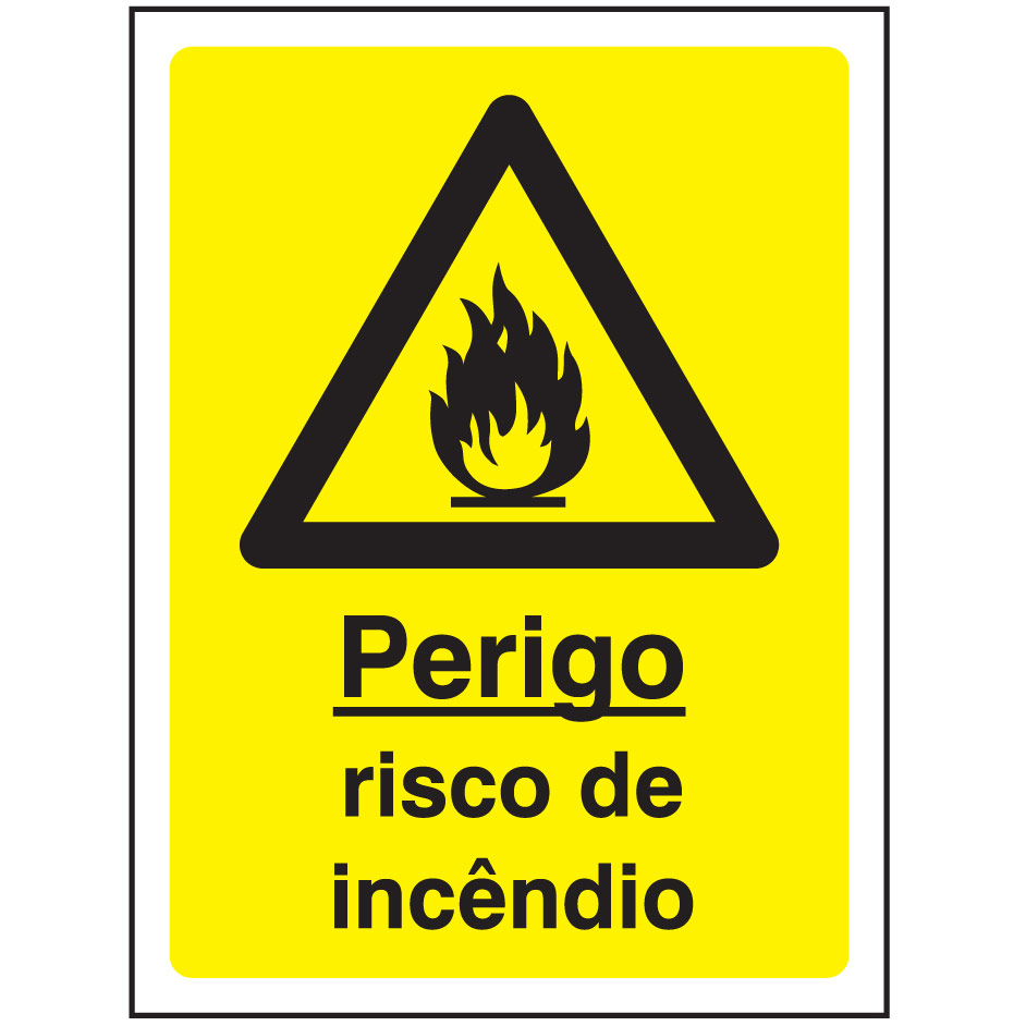 SINAL DE PERIGO - RISCO DE INCÊNDIO (G590) - Encomende online na Bom Sinal
